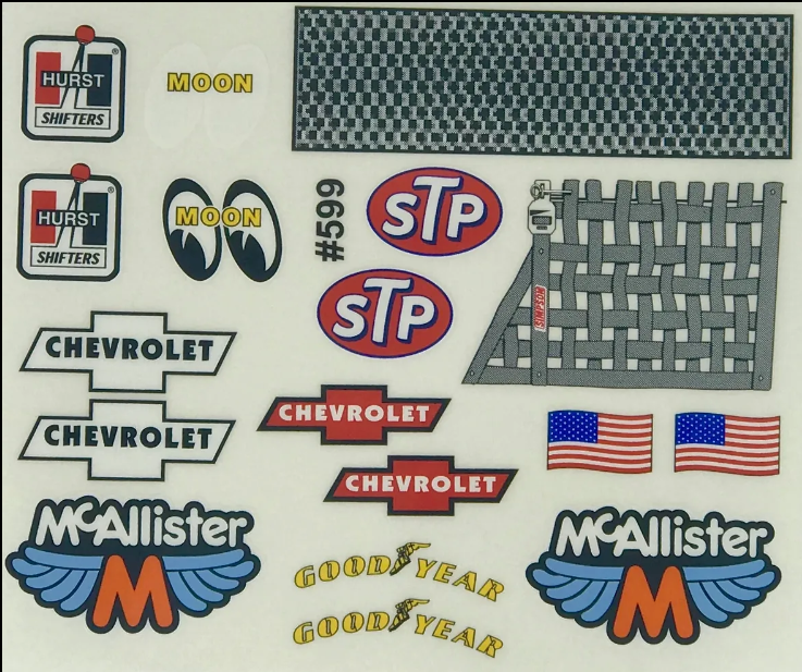 599 McAllister Racing Chevy Racing Decal Sheet — 997 RC Raceway