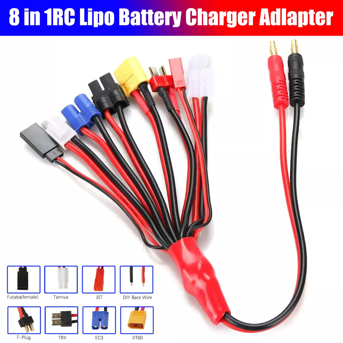 RC Charger Lipo Battery Leads Adapter Connector Splitter Octopus Conve ...